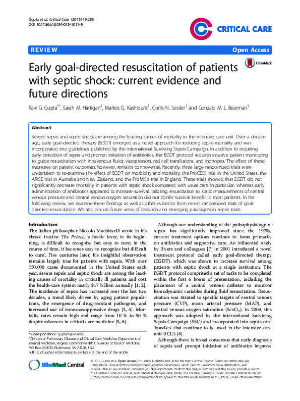 (PDF) Early goal-directed resuscitation of patients with septic shock ...