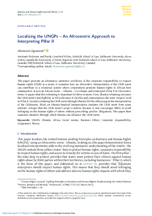(PDF) Localizing the UNGPs – An Afrocentric Approach to Interpreting ...