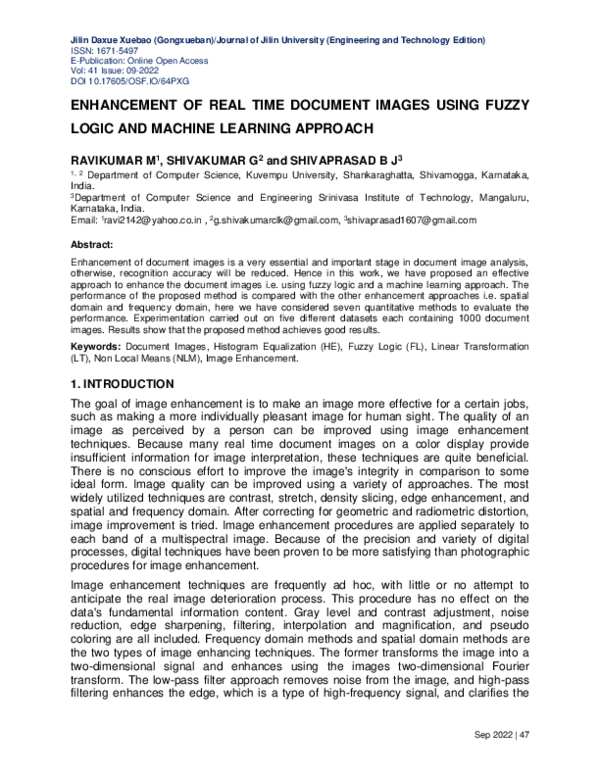 Pdf Enhancement Of Real Time Document Images Using Fuzzy Logic And