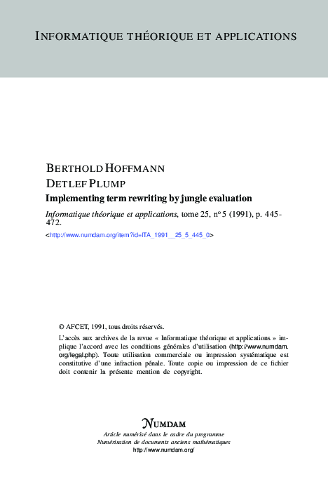 (PDF) Implementing term rewriting by jungle evaluation