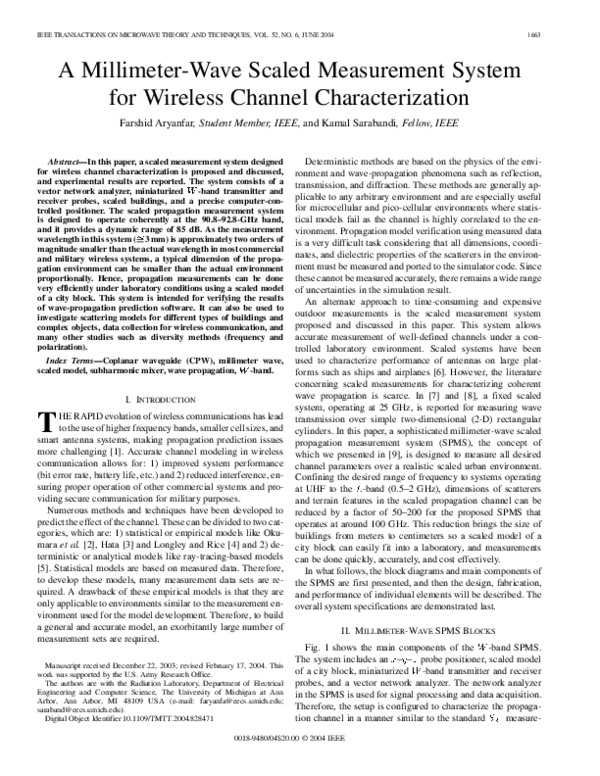 (PDF) A Millimeter-Wave Scaled Measurement System for Wireless Channel Characterization