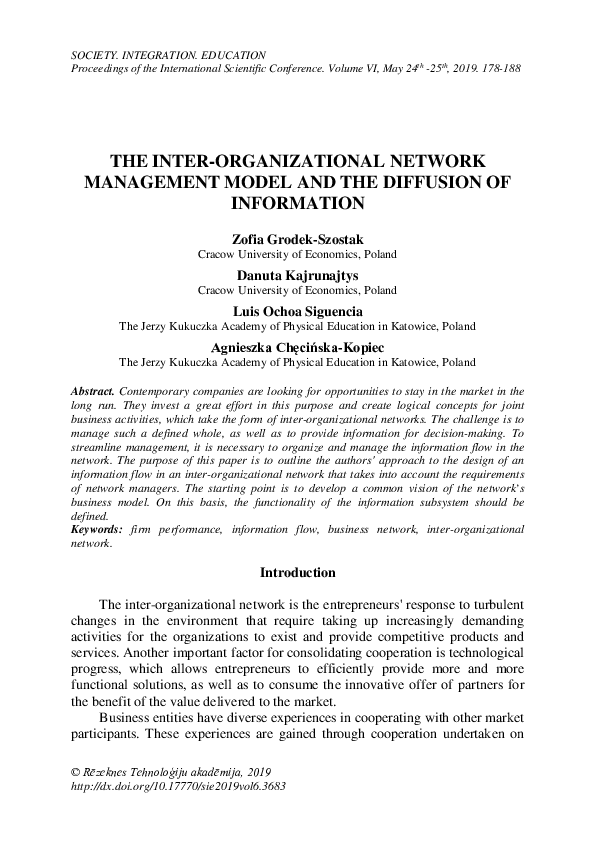 (PDF) The Inter-Organizational Network Management Model and the ...