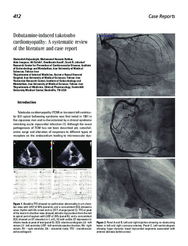 (PDF) Dobutamine Induced Takotsubo Cardiomyopathy; A Systematic review of the literature and ...