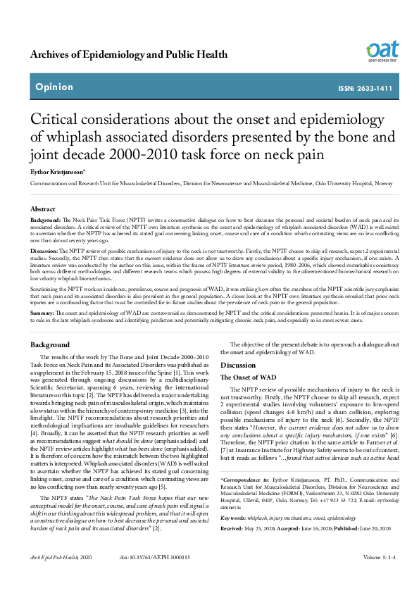 (PDF) Critical considerations about the onset and epidemiology of ...