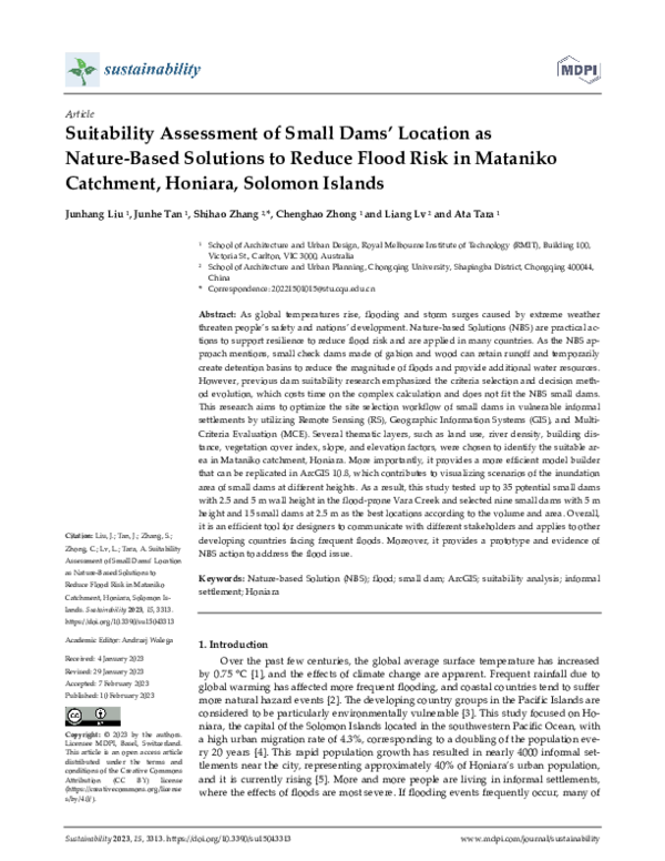 (PDF) Suitability Assessment of Small Dams’ Location as Nature-Based ...