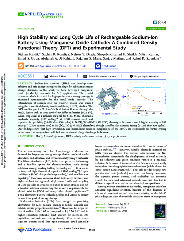 (PDF) High Stability and Long Cycle Life of Rechargeable Sodium-Ion ...