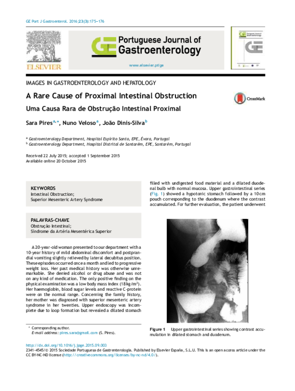 (PDF) A Rare Cause of Proximal Intestinal Obstruction