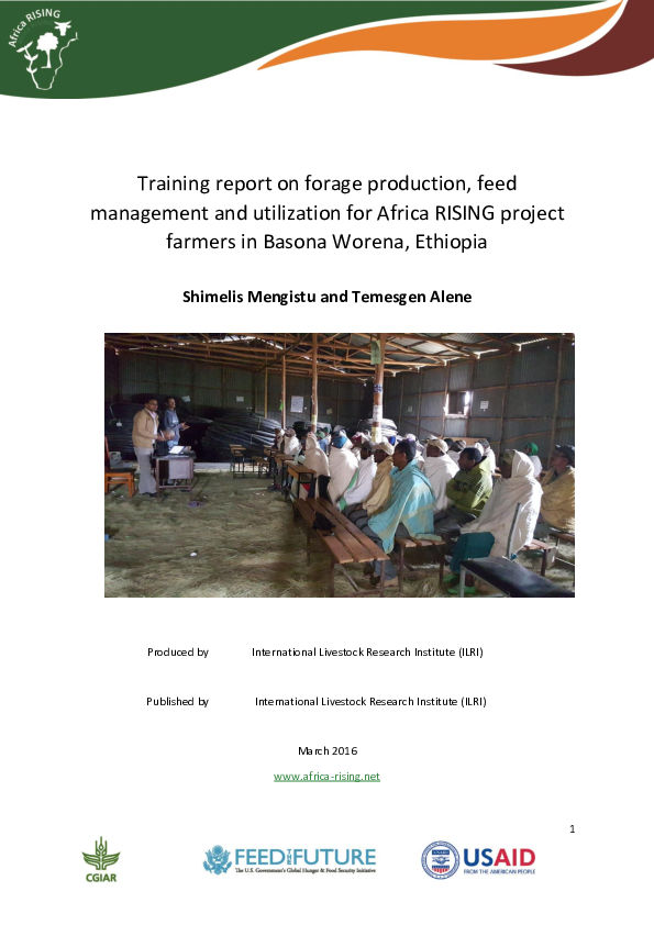 (PDF) Training report on forage production, feed management and ...