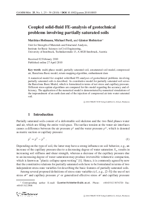 (PDF) Coupled solid-fluid FE-analysis of geotechnical problems ...