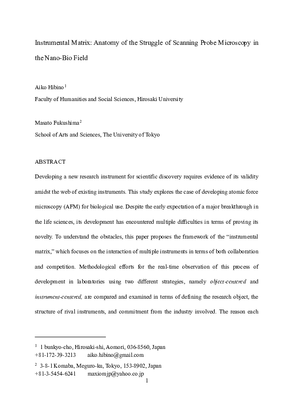 (PDF) Instrumental Matrix: Anatomy of the Struggle of Scanning Probe ...