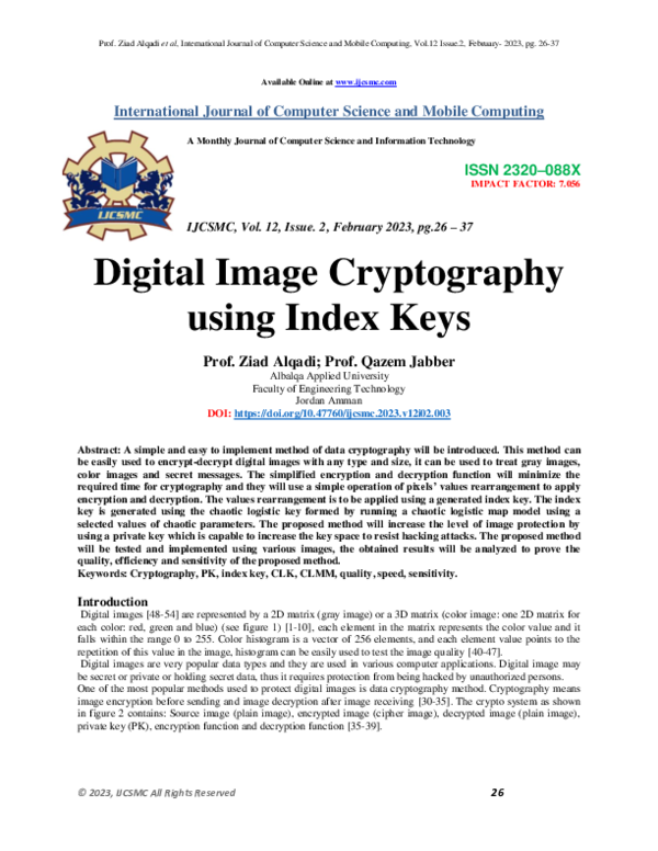 (PDF) Digital Image Cryptography using Index Keys