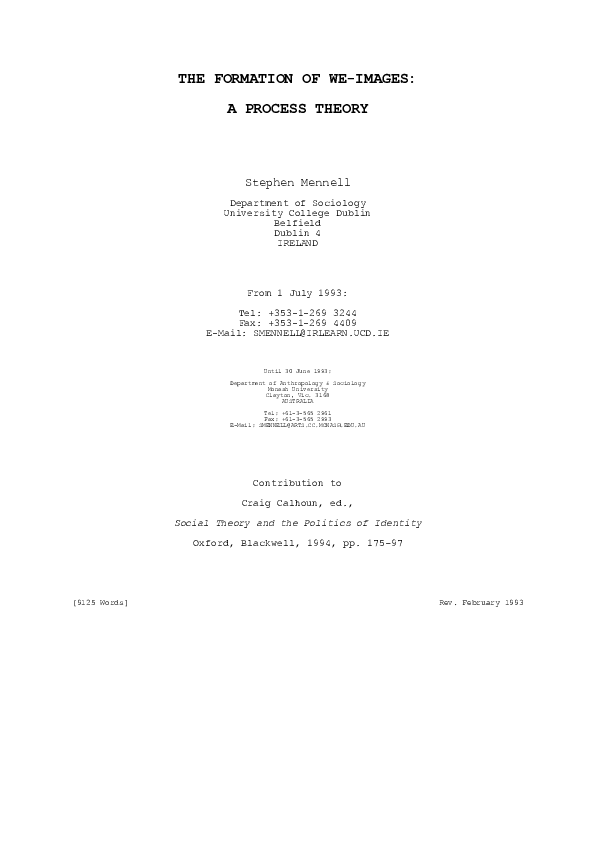 (PDF) The formation of we-images: A process theory