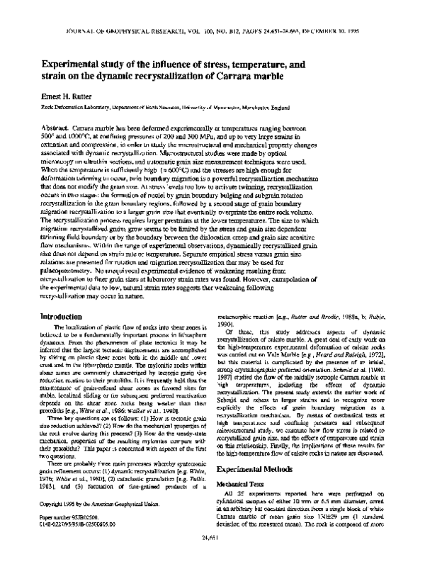 (PDF) Experimental study of the influence of stress, temperature, and ...