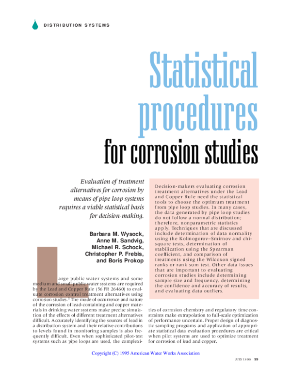 (PDF) Statistical procedures for corrosion studies