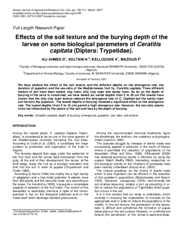 (PDF) Effects of the soil texture and the burying depth of the larvae ...