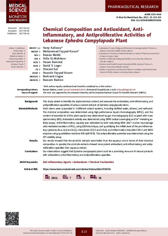 (PDF) Chemical Composition and Antioxidant, Anti-Inflammatory, and Antiproliferation Activities ...