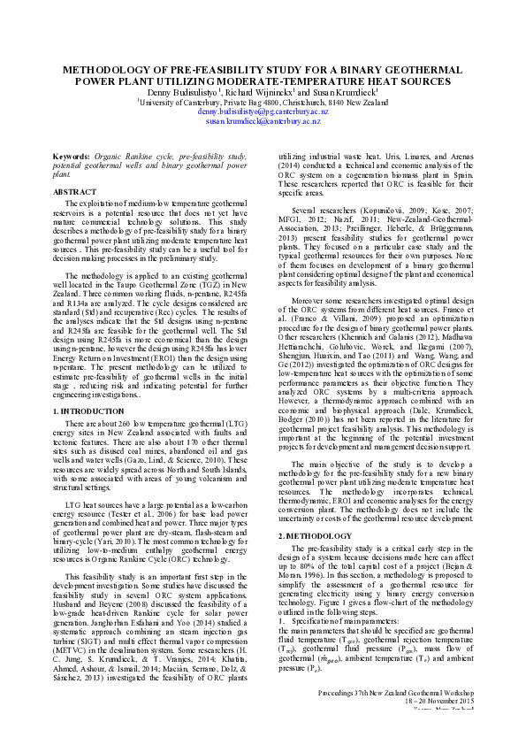 (PDF) Of Pre-Feasibility Study for a Binary Geothermal Power Plant ...