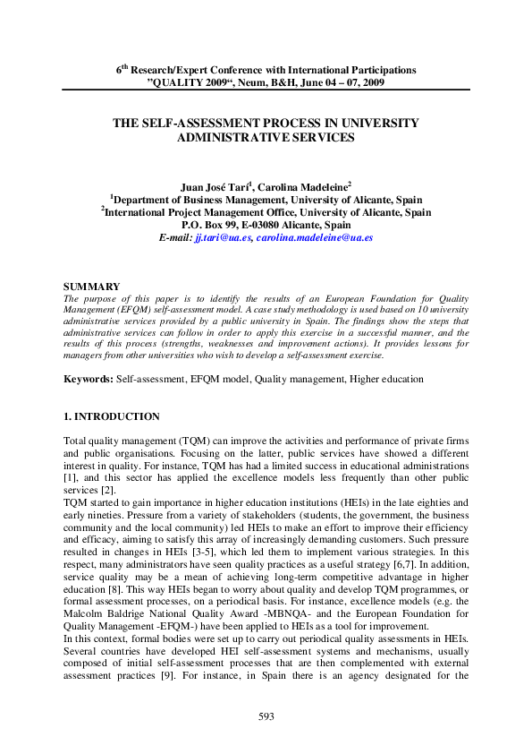(PDF) The Self-Assessment Process in University Administrative Services