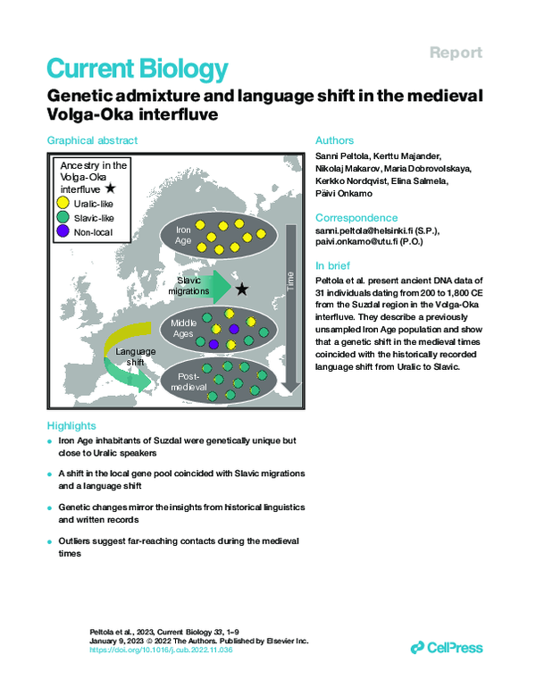(PDF) Genetic admixture and language shift in the medieval Volga-Oka ...