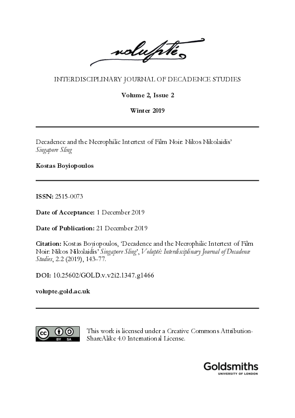 (PDF) Decadence and the Necrophilic Intertext of Film Noir: Nikos ...