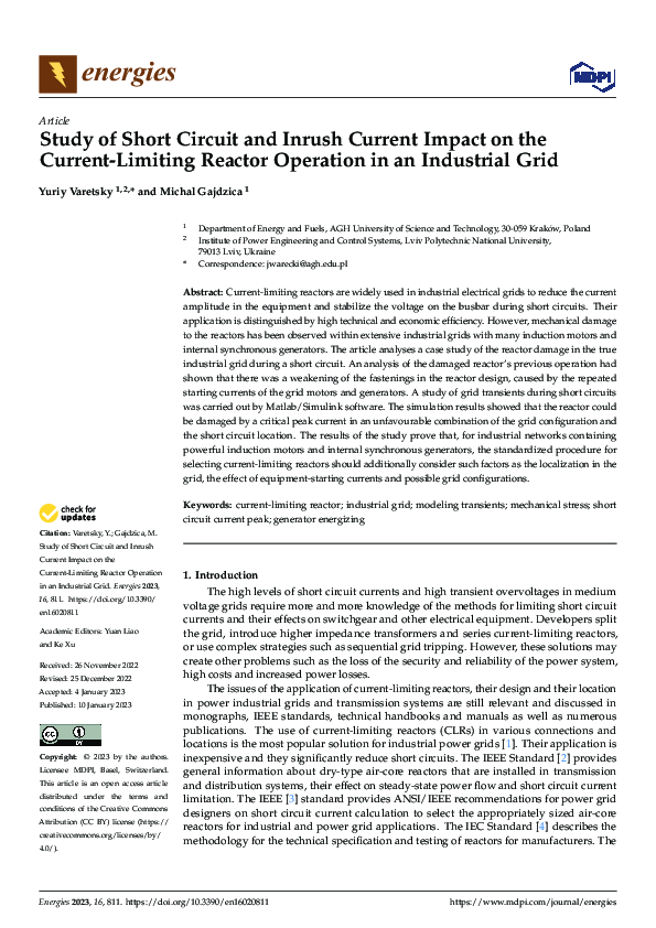 (PDF) Study of Short Circuit and Inrush Current Impact on the Current-Limiting Reactor Operation ...