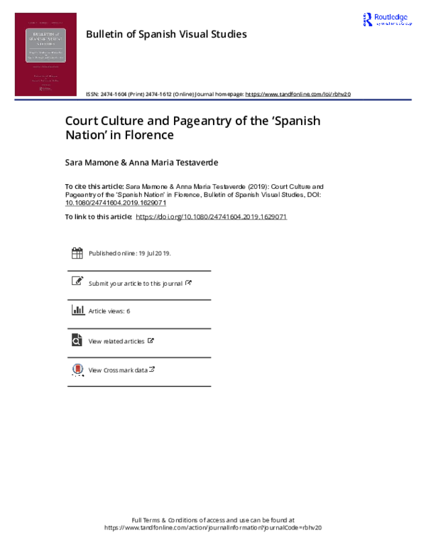 (PDF) Court Culture and Pageantry of the ‘Spanish Nation’ in Florence