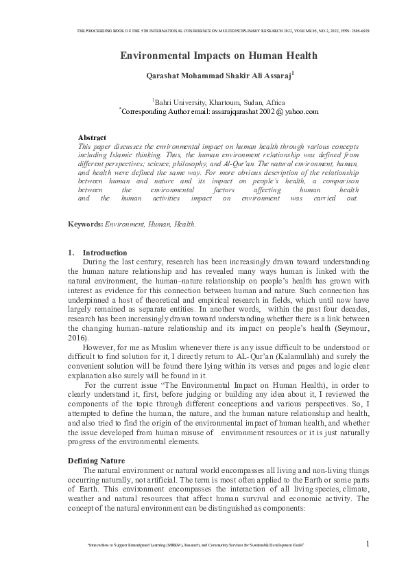 (PDF) Environmental Impacts on Human Health