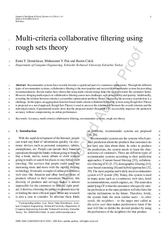 (PDF) Multi-criteria collaborative filtering using rough sets theory