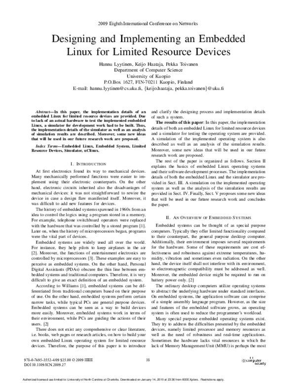 (PDF) Designing and Implementing an Embedded Linux for Limited Resource ...