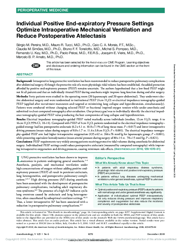 (PDF) Individual Positive End-expiratory Pressure Settings Optimize ...