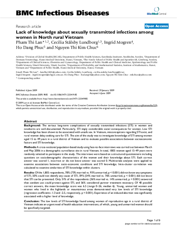 (PDF) Lack of knowledge about sexually transmitted infections among ...