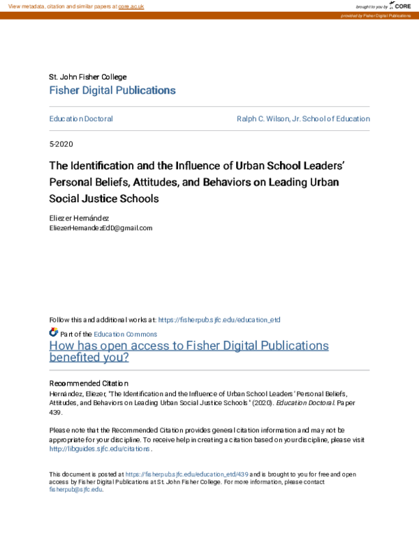(PDF) The Identification and the Influence of Urban School Leaders ...