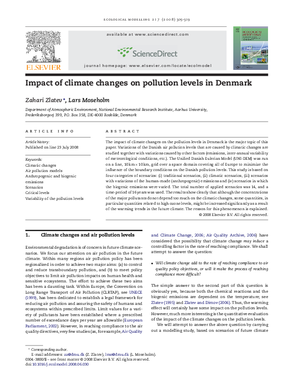 (PDF) Impact of climate changes on pollution levels in Denmark