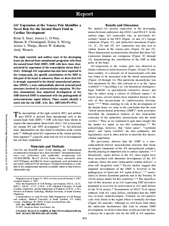 (PDF) Isl1 Expression at the Venous Pole Identifies a Novel Role for ...