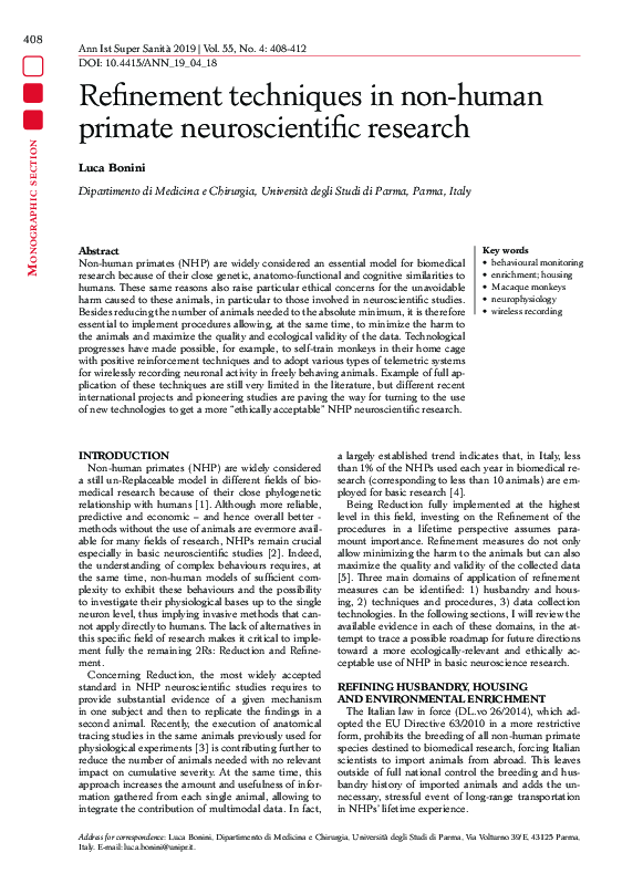 (PDF) Ethical Refinements in Primate Neuroscience