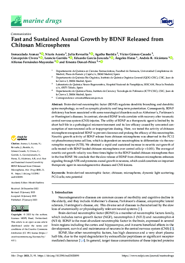 (PDF) Fast and Sustained Axonal Growth by BDNF Released from Chitosan Microspheres | Eduardo ...