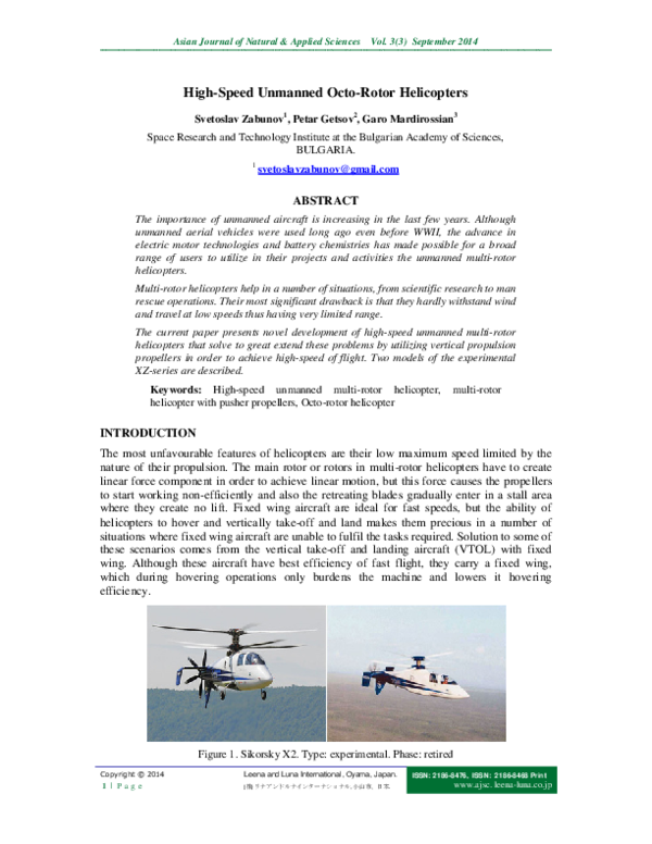 (PDF) High-Speed Unmanned Octo-Rotor Helicopters