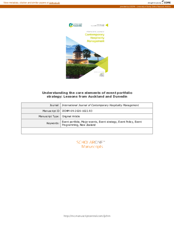 (PDF) Understanding the core elements of event portfolio strategy ...