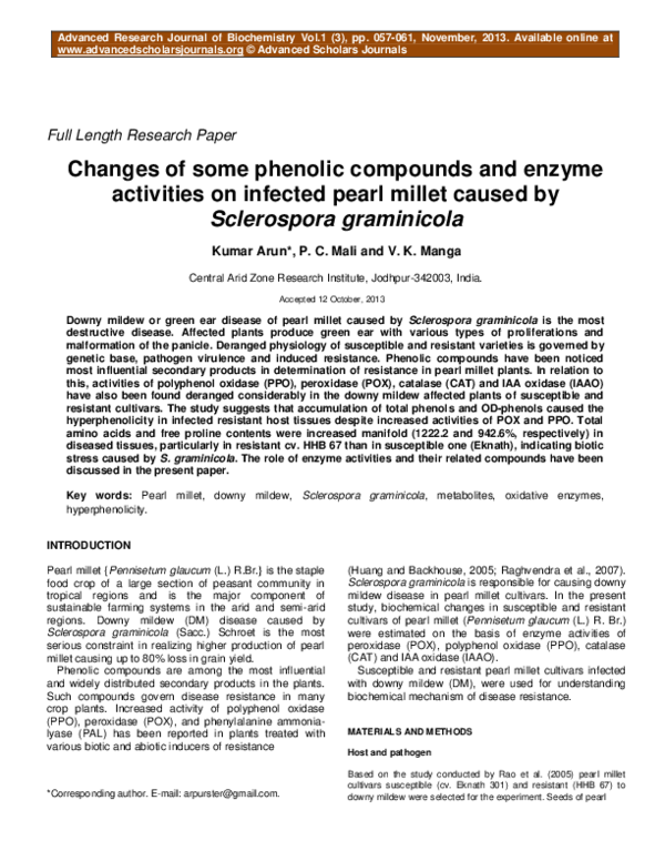 (PDF) Changes of some phenolic compounds and enzyme activities on ...
