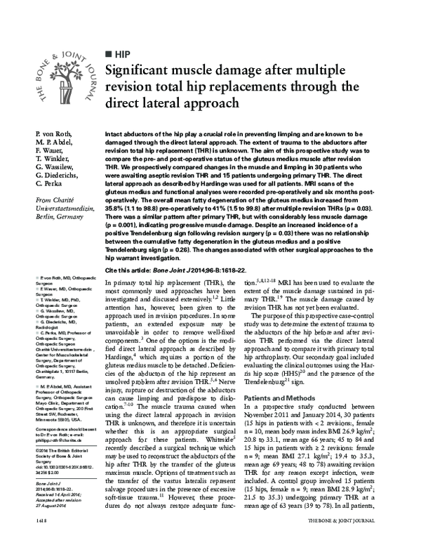 (PDF) Significant muscle damage after multiple revision total hip ...