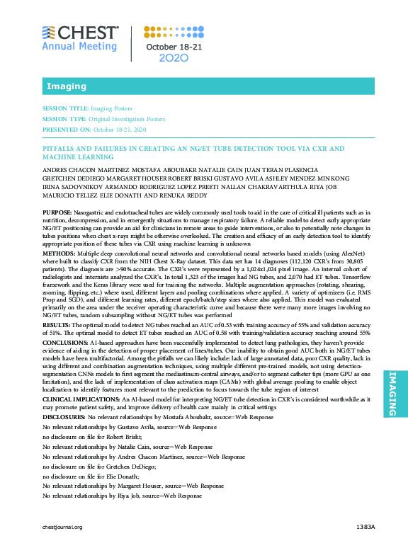 (PDF) Pitfalls and Failures in Creating an NG/Et Tube Detection Tool ...