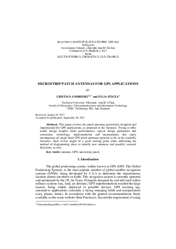 (PDF) Microstrip patch antennas for GPS applications