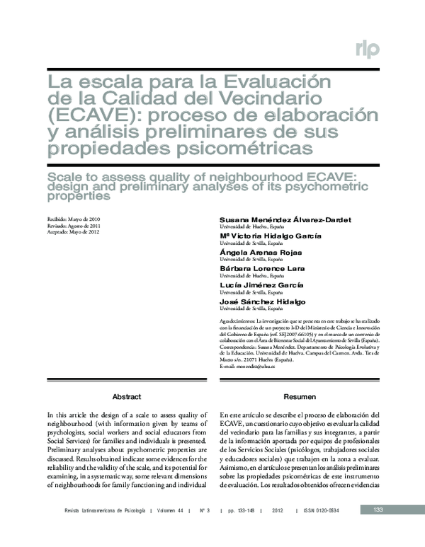 (PDF) Scale to assess quality of neighbourhood ECAVE: design and ...