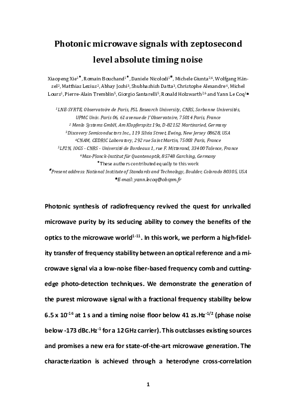 (PDF) Photonic microwave signals with zeptosecond-level absolute timing ...