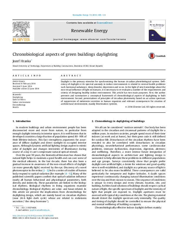 (PDF) Chronobiological aspects of green buildings daylighting