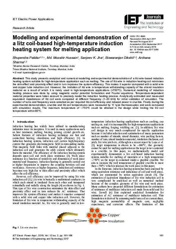(PDF) Modelling and experimental demonstration of a litz coil‐based high‐temperature induction ...
