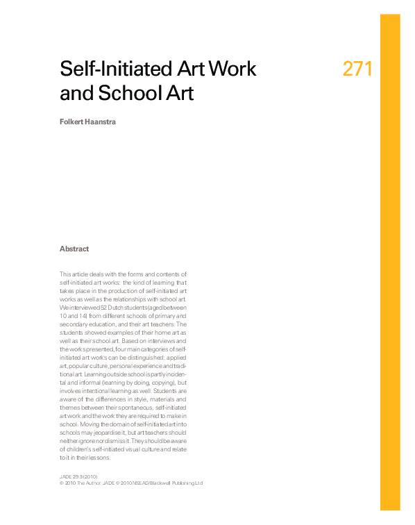 (PDF) Self-Initiated Art Work and School Art