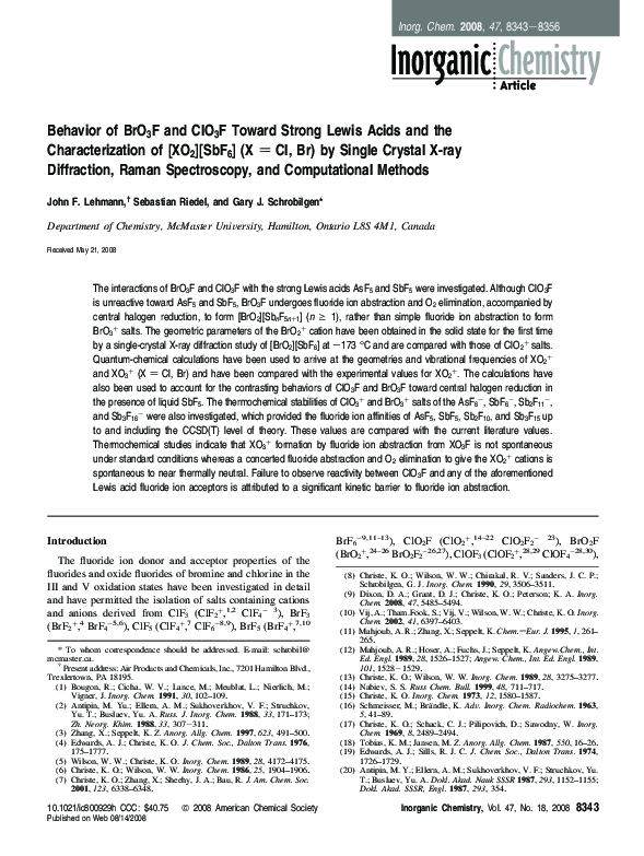 (PDF) Behavior of BrO3F and ClO3F Toward Strong Lewis Acids and the ...