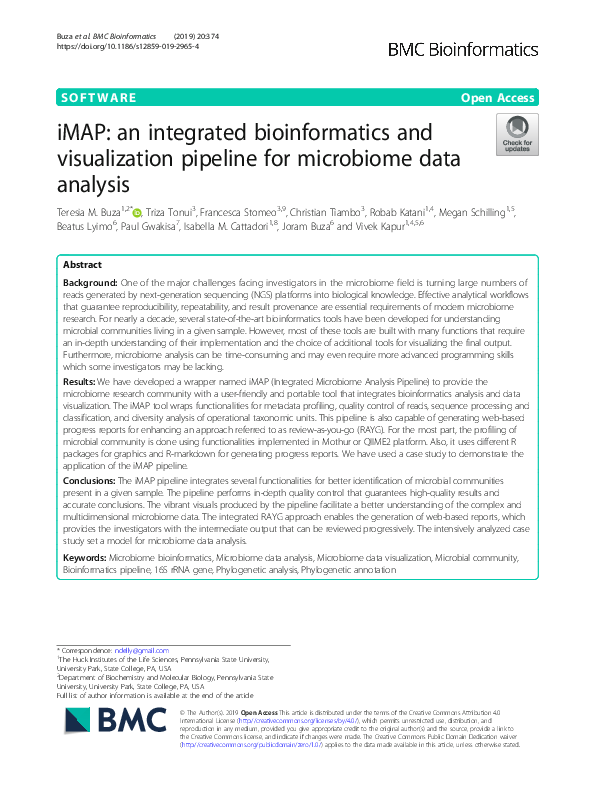 Pdf Imap An Integrated Bioinformatics And Visualization Pipeline For Microbiome Data Analysis