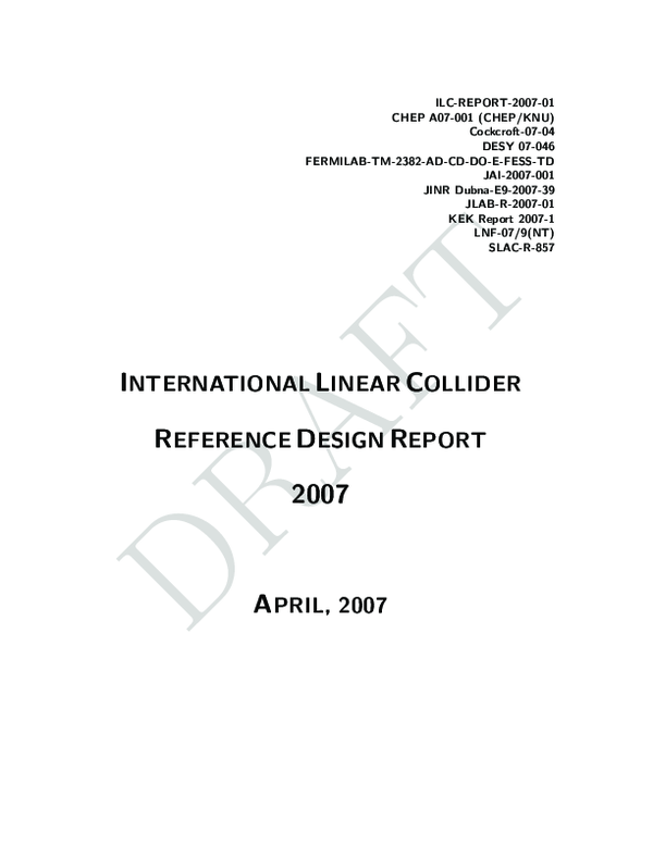 (PDF) International Linear Collider Reference Design Report | Roman ...